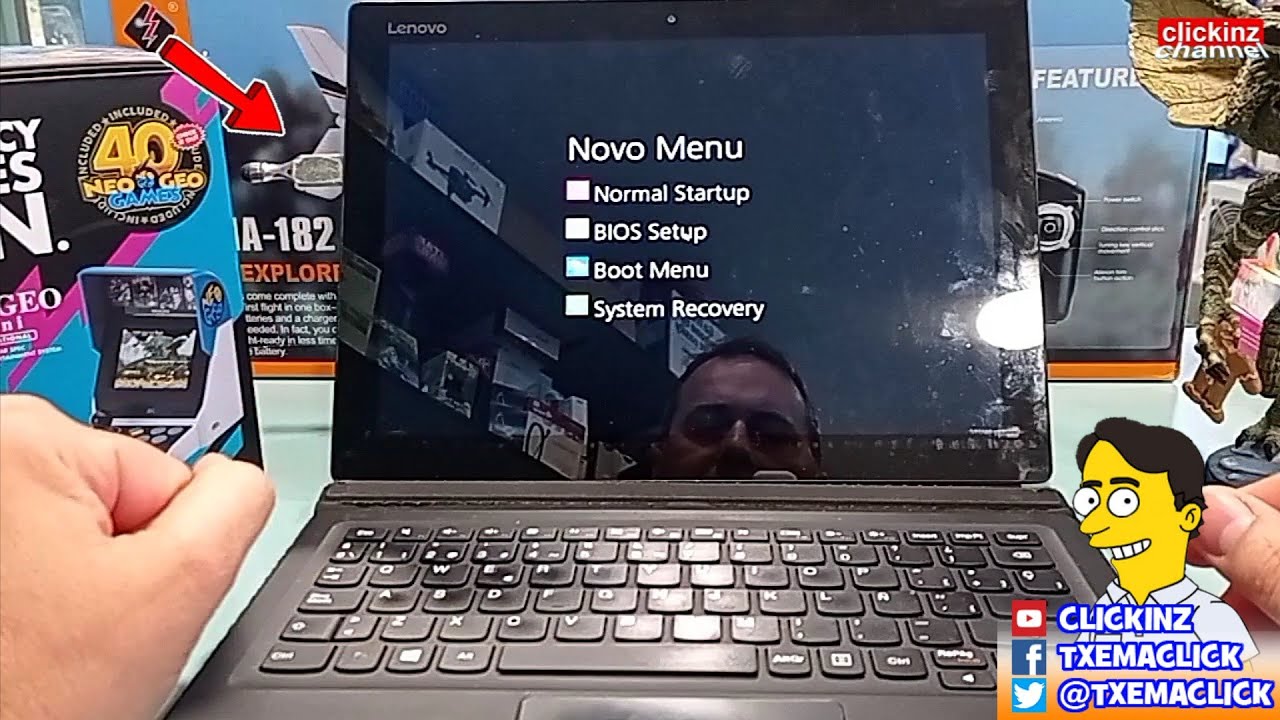 Acceder a NOVO MENU de LENOVO Ideapad Miix 700 720 Enter BIOS, Select ...