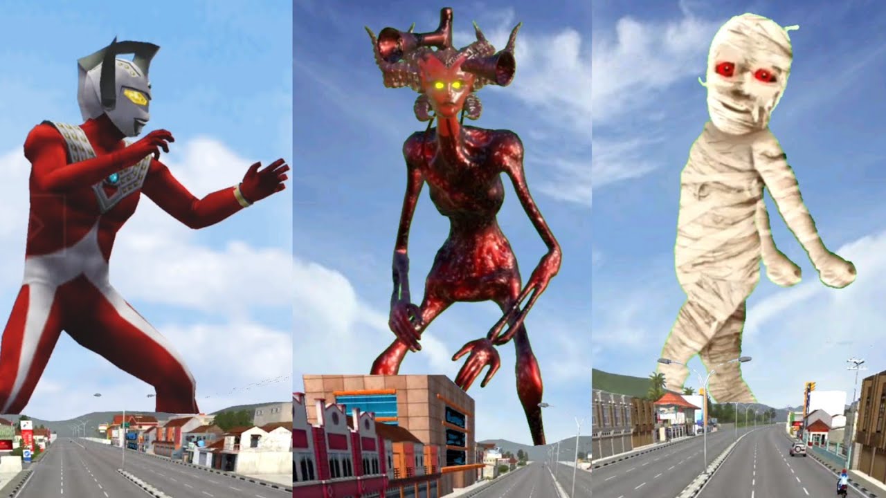 ULTRAMAN TARO, THE MUMMY vs SIREN HEAD DEVIL Mobil Truk Oleng - YouTube