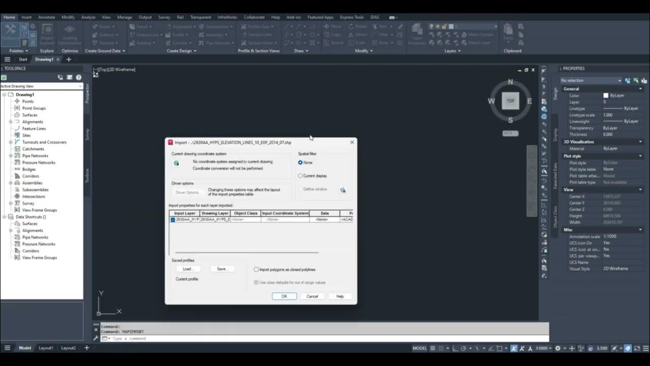 How to import shapefile SHP into Autocad C3D - YouTube