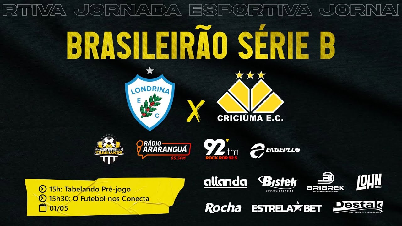 SÉRIE B 2023 AO VIVO : LONDRINA X CRICIÚMA -28/04/2023 - YouTube