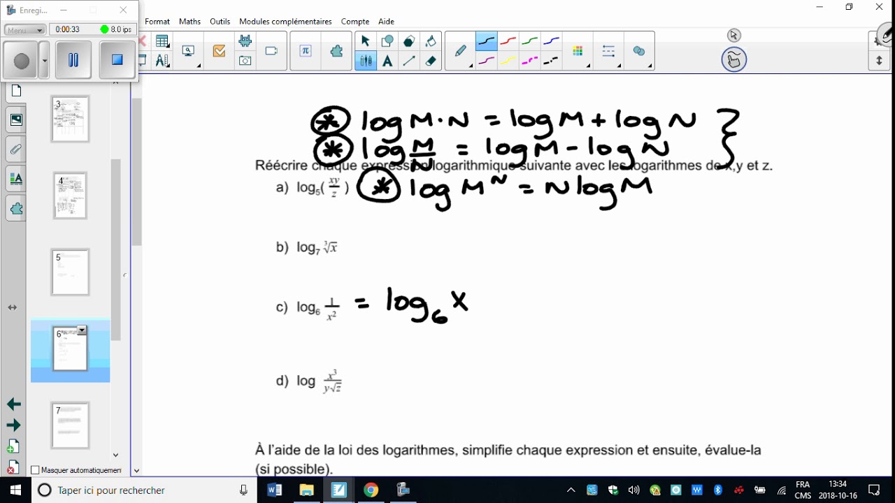Lois des logarithmes (Exemple 2 - 2e façon) - YouTube