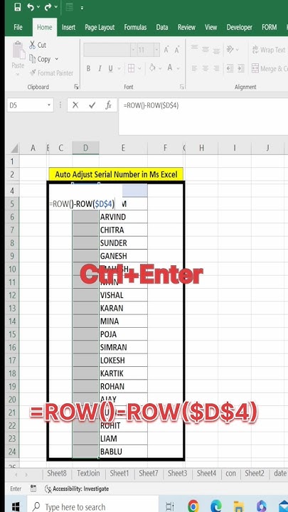 Auto Update Serial Number in Excel | #autoupdate #tricks #Ms-Excel #knowledge #learnmore. - YouTube