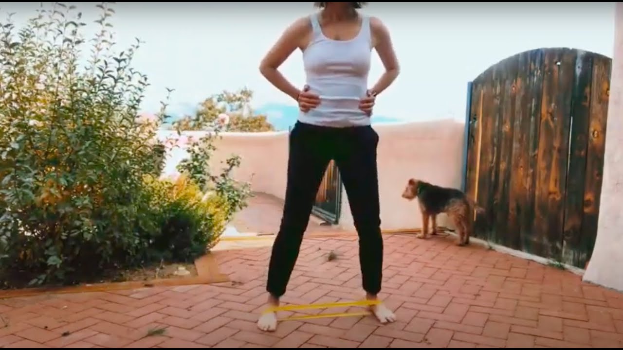 Lateral Band Walks Straight Leg - YouTube