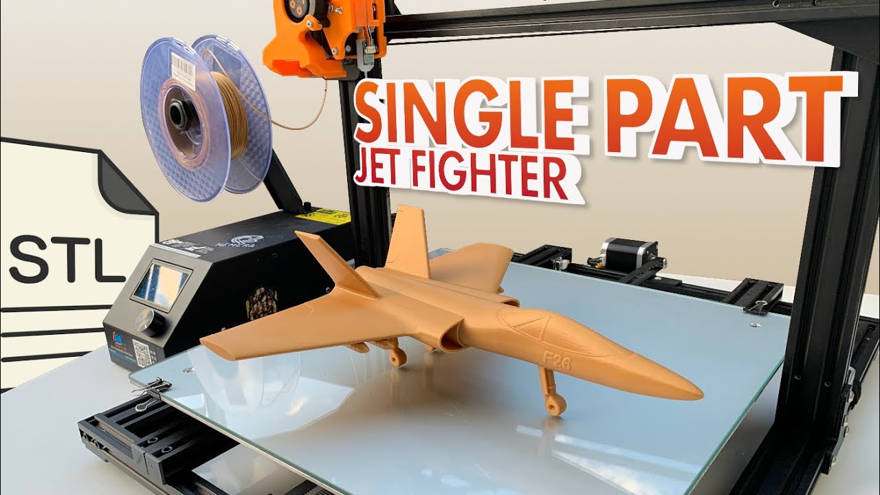 SINGLE Part Jet Fighter .STL | 3D print | No assembly | Working landing ...