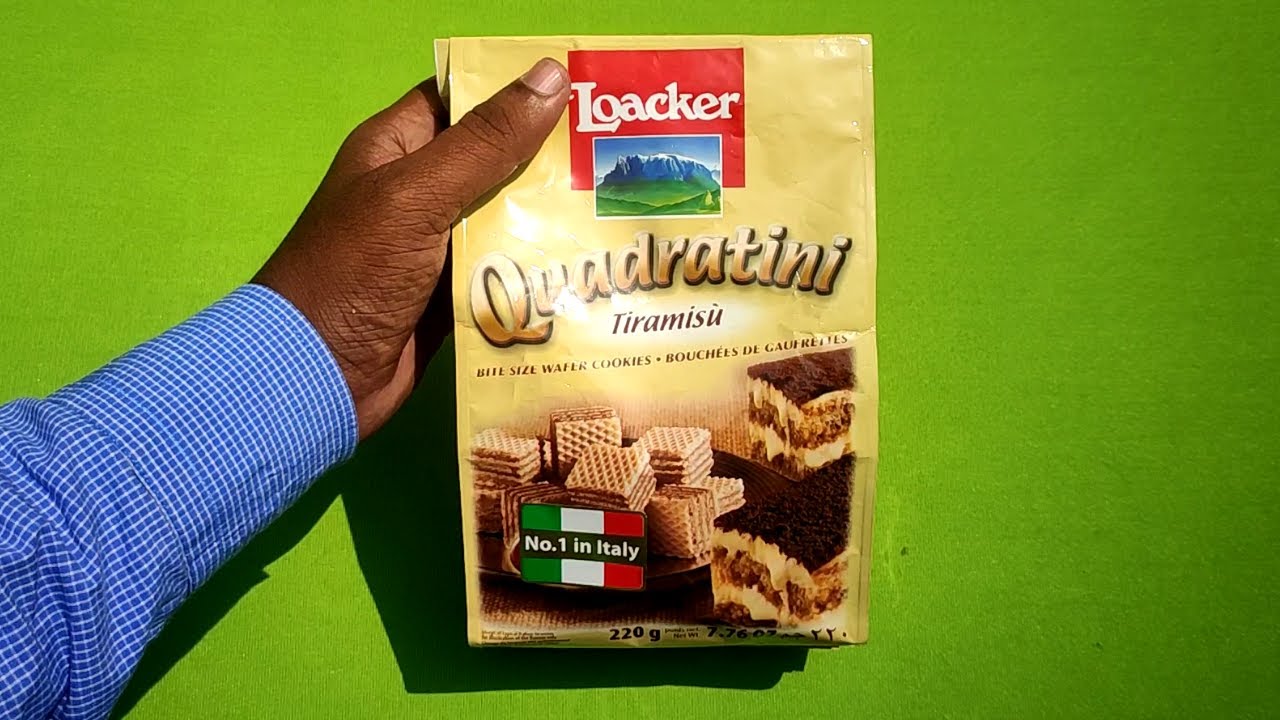 ITALIAN Chocolate Loacker Quadratini Wafer Tiramisu - YouTube