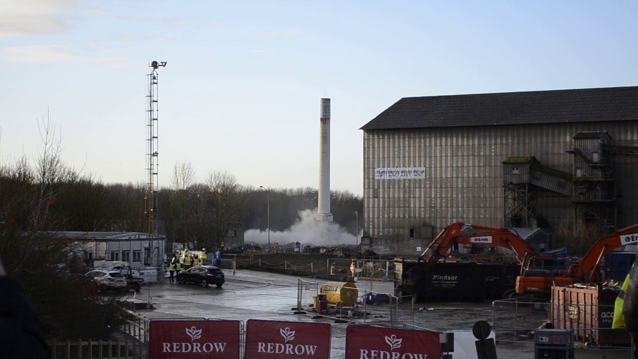 Barrington Cement Works Chimney Demolition - December 2018 - YouTube