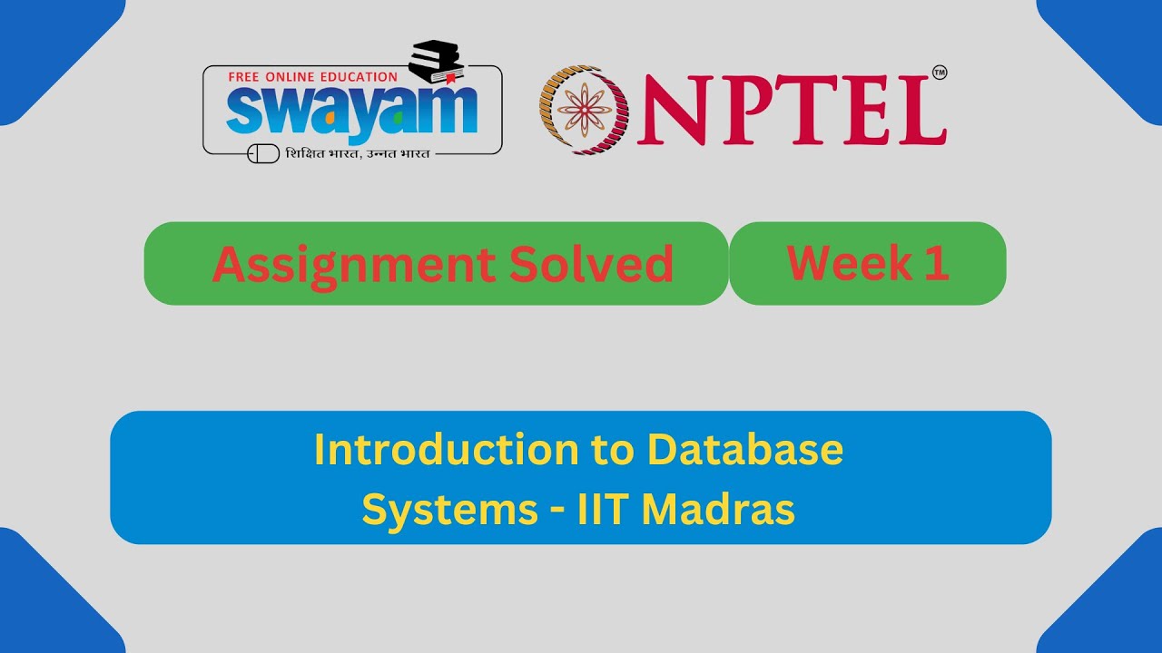 Introduction to Database Systems Week 1 || NPTEL ANSWERS 2026 #nptel # ...