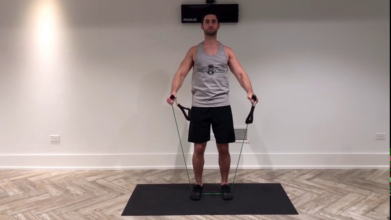 Resistance Band Low to High Cable Fly (Grip Below Handles) - YouTube