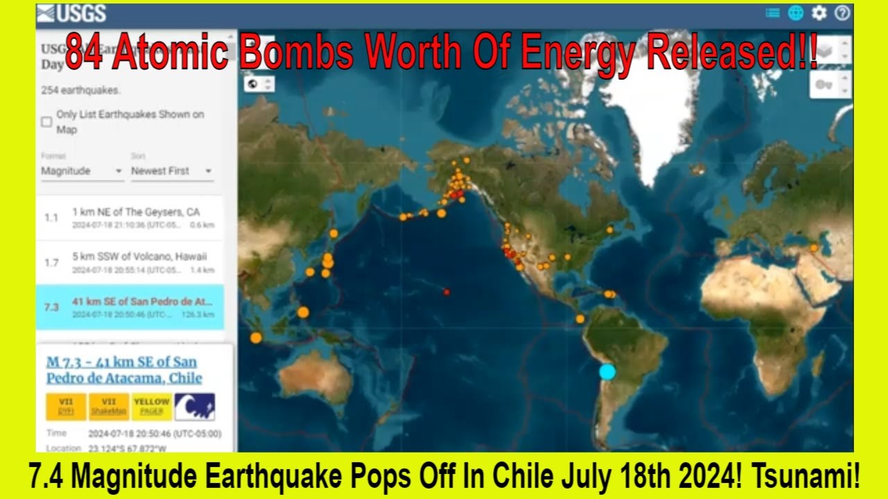 7.4 Magnitude Earthquake Pops Off In Chile July 18th 2024! Tsunami ...