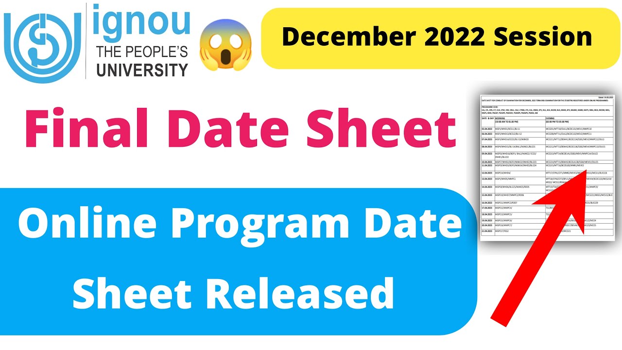 IGNOU Online Program Date Sheet Released | IGNOU Date Sheet Dec 2022 ...