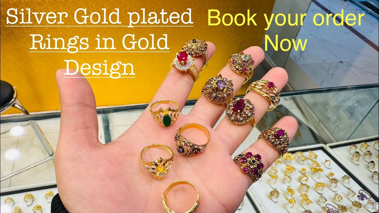 silver Gold Plated Rings for girls / beautiful silver Gold plated Ring ...