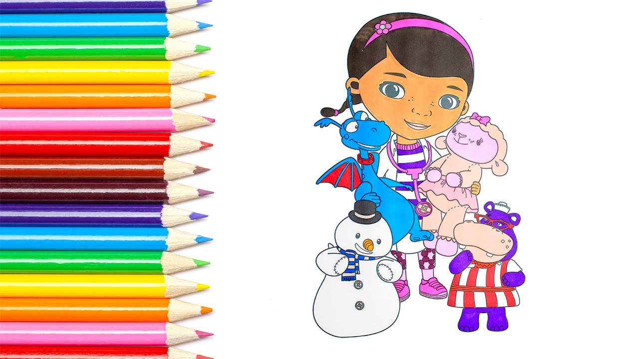 Doc McStuffins and her friends Lambie, Chilly, Hallie Hippo and Stuffy ...