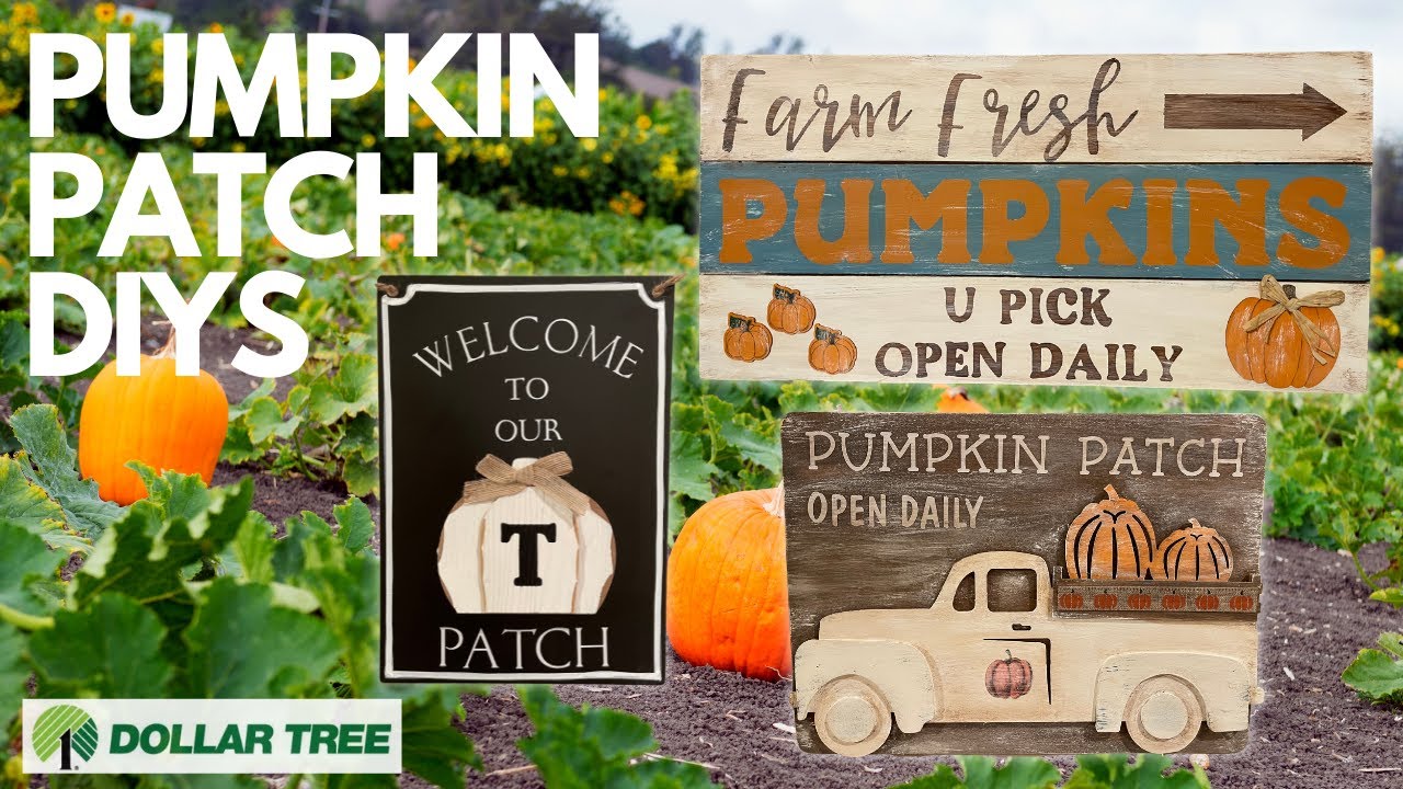3 PUMPKIN Patch Signs! Fall Dollar Tree Halloween Autumn (DIY Video ...