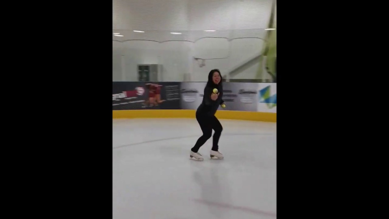 Juggling on ice skates - May 2019 - YouTube