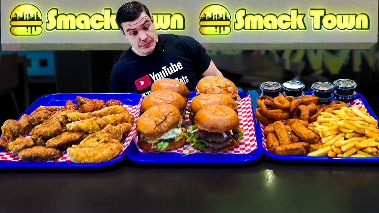 IN THE MALL ATTEMPTING TO FINISH THE MOST SMACKIN BURGERS, CHICKEN, AND ...