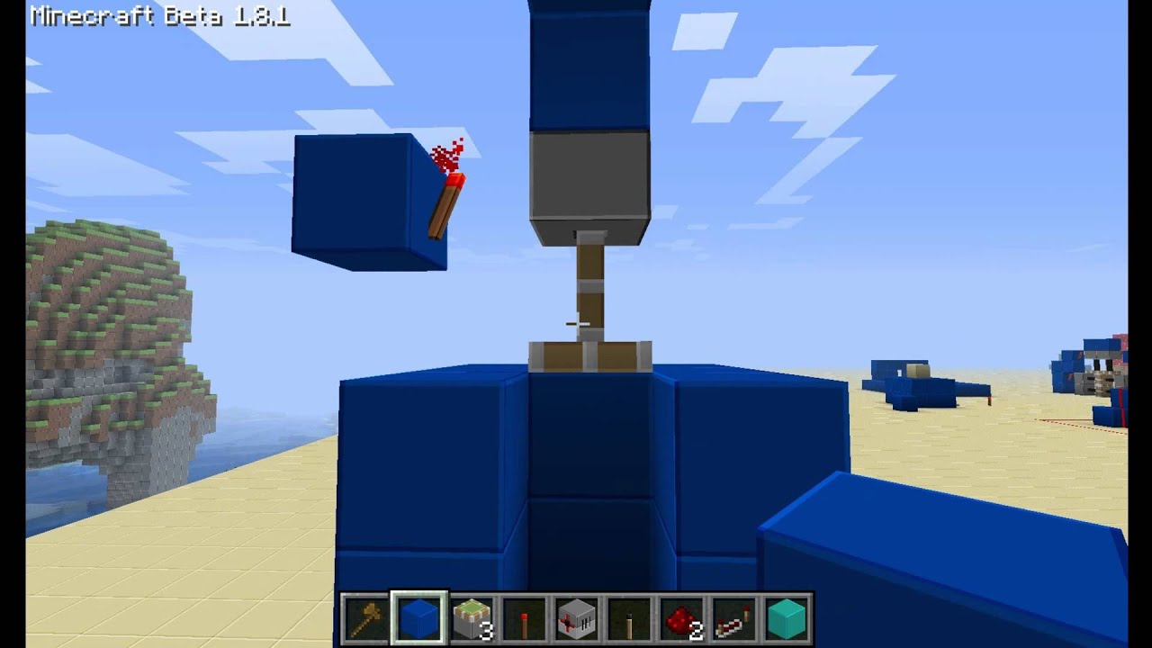 Minecraft tutorial:How to make a 2x1 piston door in Minecraft [1080p ...