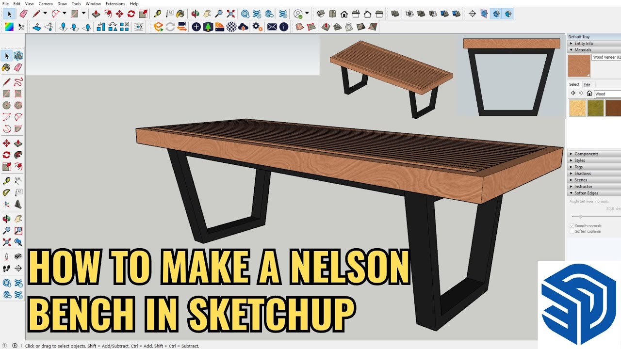 SKETCHUP FOR BEGINNER | HOW TO MAKE A NELSON BENCH IN SKETCHUP - YouTube