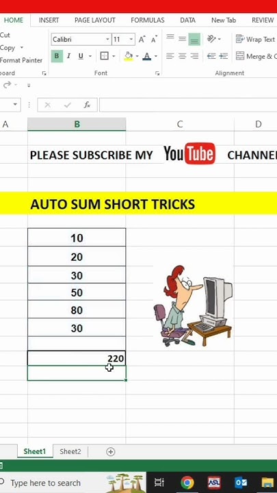 Auto sum short tricks ms Excel - YouTube