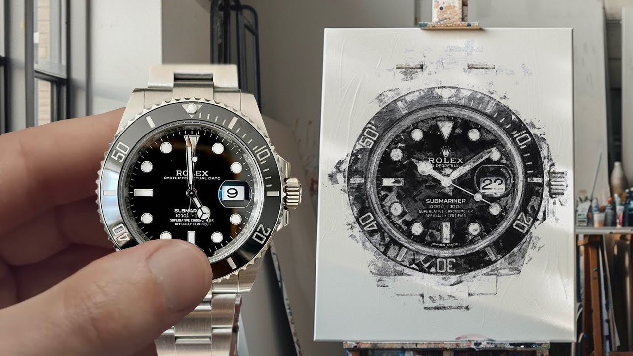 Real Submariner vs. Paint Rolex Artwork Painting on Canvas (Full ...