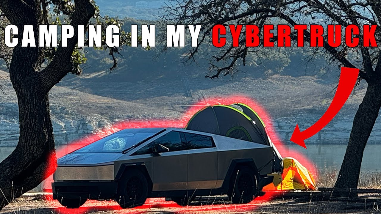 I CAMPED in the Back of my Cybertruck! | Cybertruck Camping - YouTube