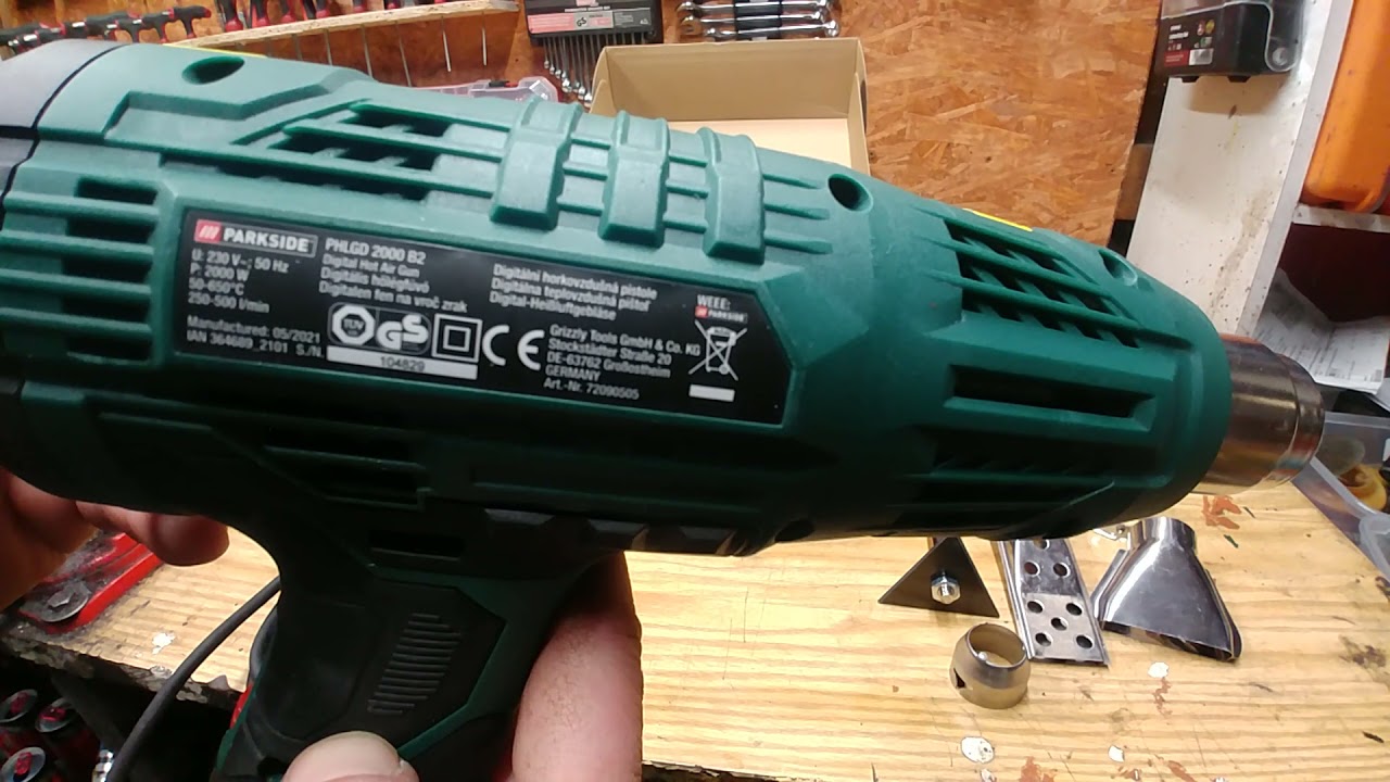 Parkside PHLGD 2000 B2 Hőlégfúvó / Digital hot air gun - YouTube