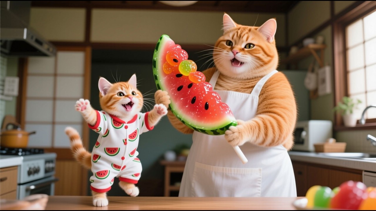 Mama Cat Makes Giant Gummy Candy 🍬 | Funny Cat Story with Ginger Kitten ...