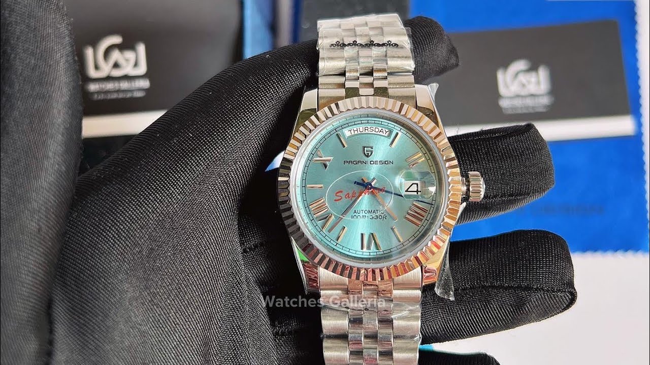 Pagani Design Date Day PD1752 Ice Blue Jubilee Bracelet Sapphire Glass ...