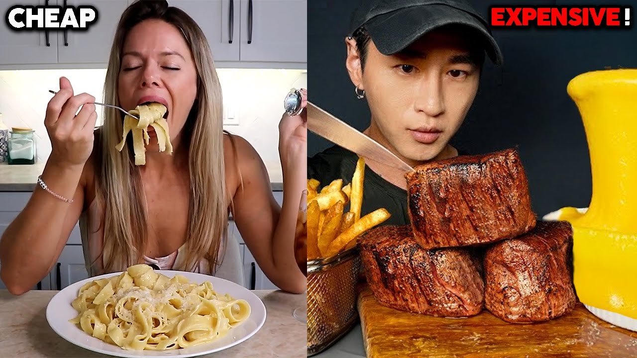 mukbangers eating CHEAP VS EXPENSIVE meals 😳 - YouTube
