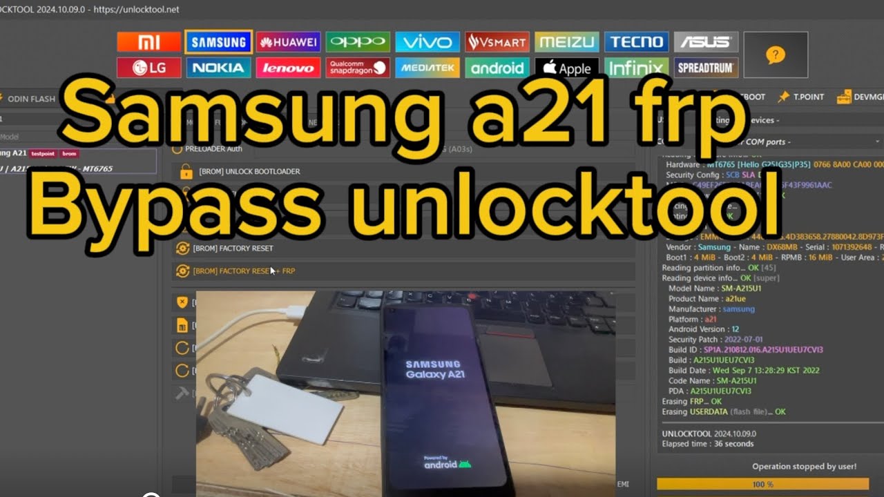Samsung A21 New Method, FRP bypass with unlocktool 2024 october ...