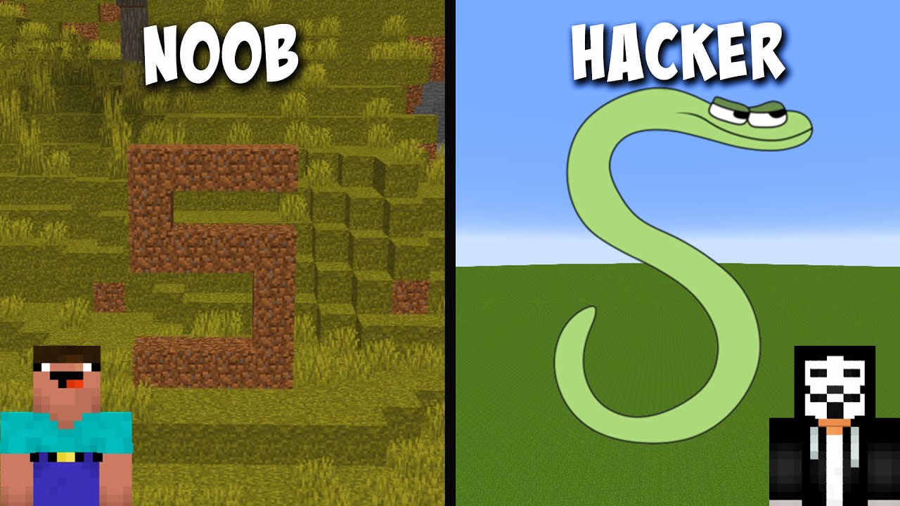 NOOB VS HACKER build ALPHABET LORE letter S in Minecraft ! - YouTube