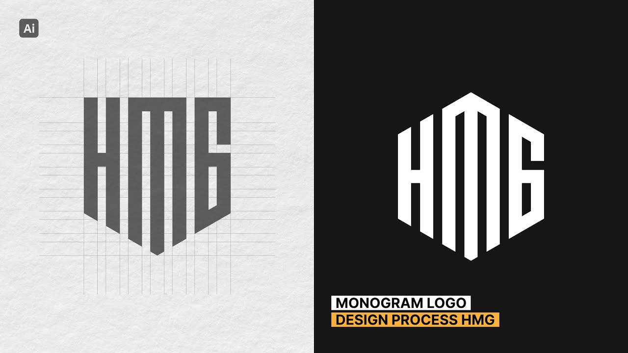 Easy Monogram Logo Design Process | HMG Logo Design | Adobe Illustrator ...