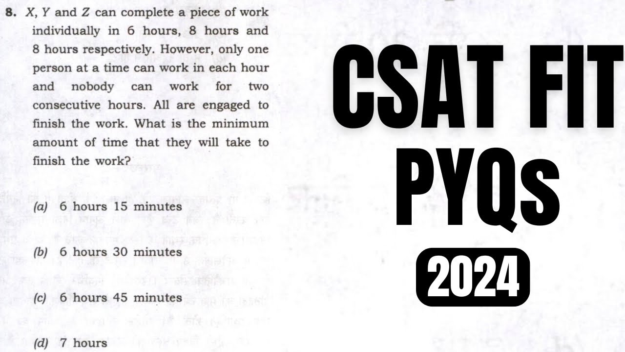 CSAT PYQ 2024- X, Y and Z can complete a piece of work individually in ...
