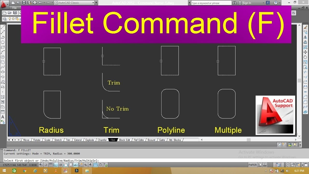 Fillet Command In AutoCad II Hindi II Urdu Tutorial YouTube Fillet Command In AutoCad II Hindi II Urdu Tutorial YouTube
