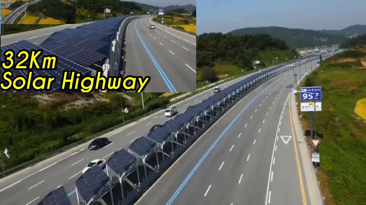 Amazing Solar Highway of 32 KM Aerial View Part-1 - YouTube
