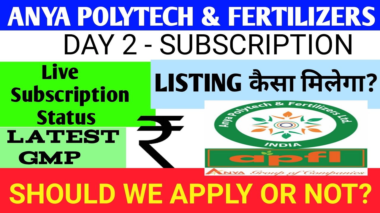 Anya Polytech & Fertilizers Ipo🔴Anya Polytech And Fertilizers Ipo Gmp ...