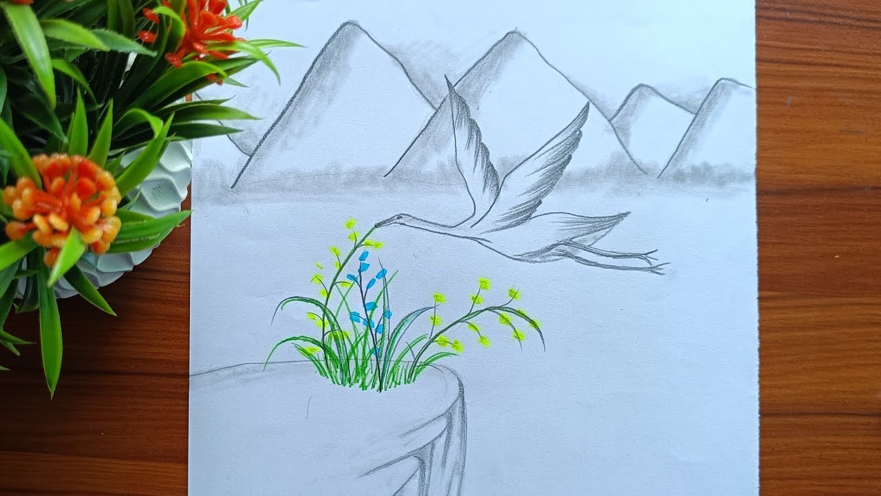 How to draw beautiful scenery. Easy pencil art. - YouTube