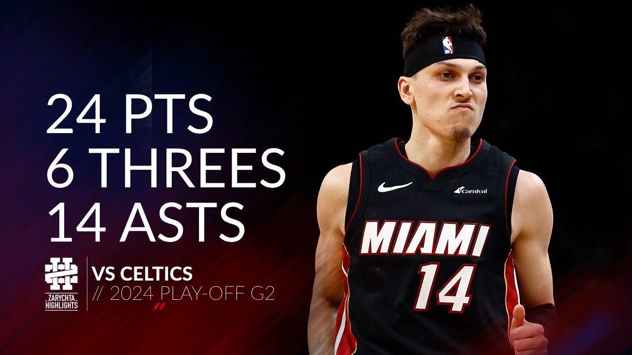 Tyler Herro 24 pts 6 threes 14 asts vs Celtics 2024 PO G2 - YouTube