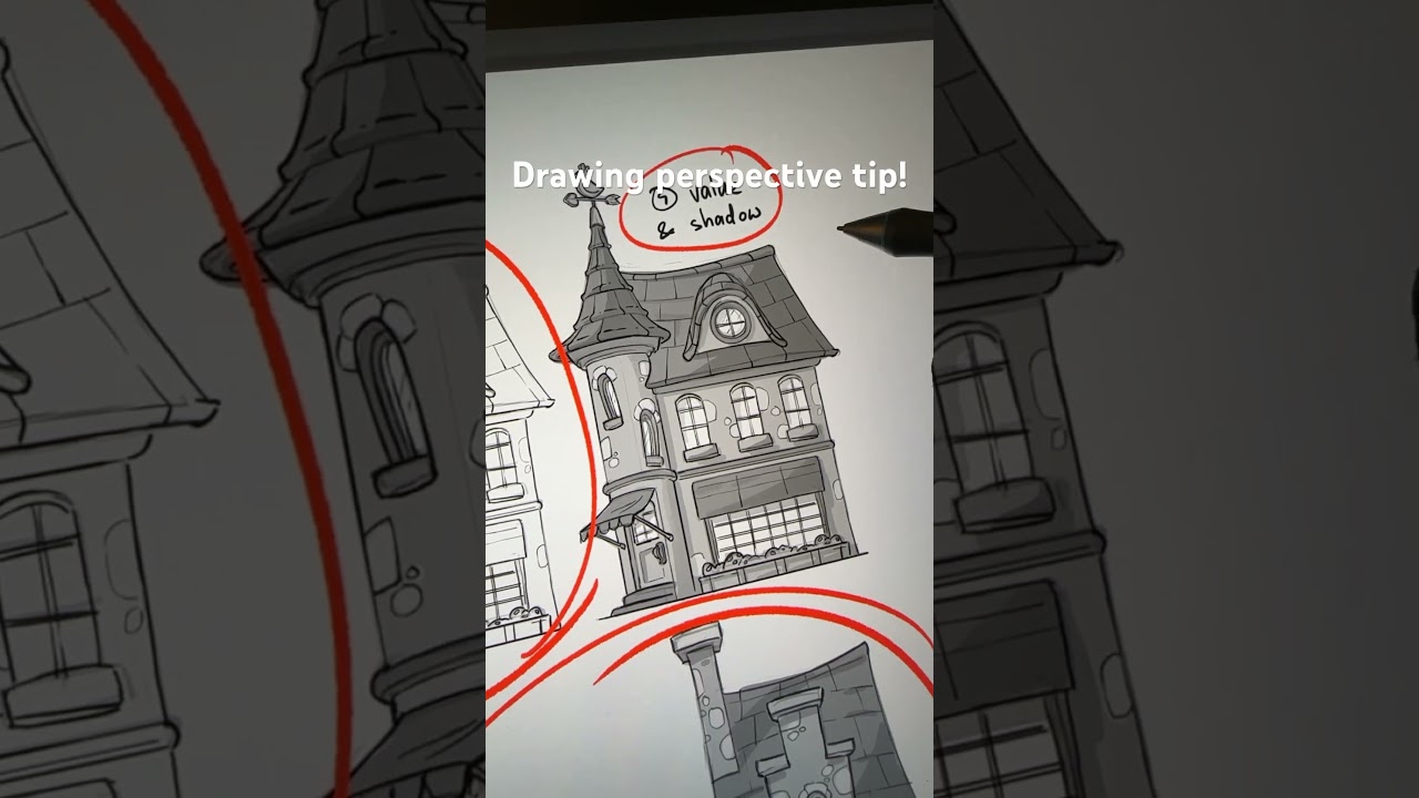 Drawing perspective tip. Made a longer video about it on my youtube channel. #draw #art #doodle