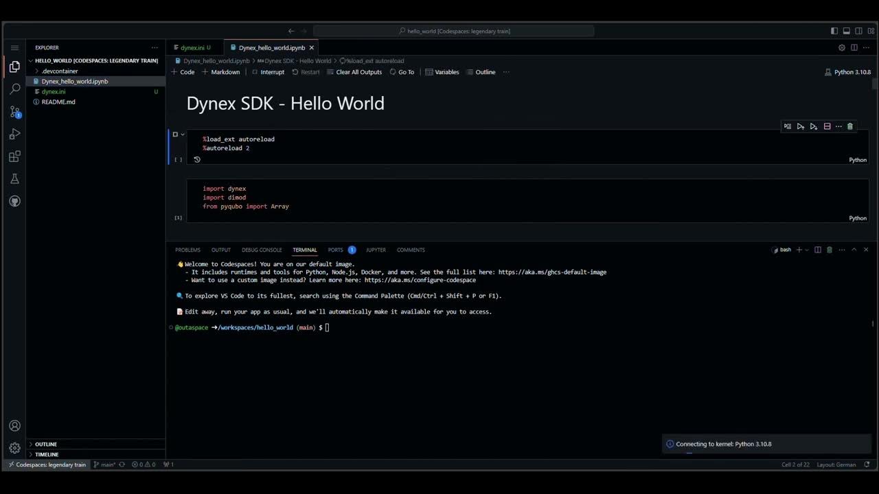 Tutorial: Compute on Dynex: "Hello, world" (using Github CodeSpace ...
