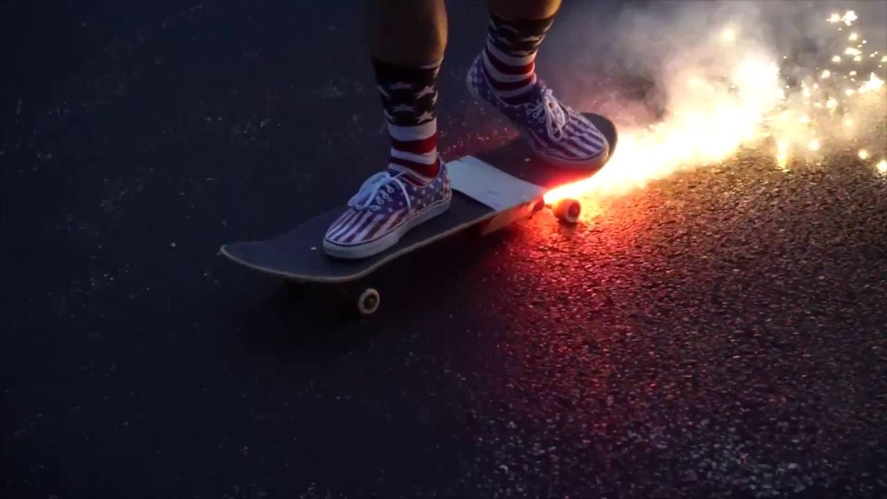 SKATEBOARDING WITH FIREWORKS!! - YouTube