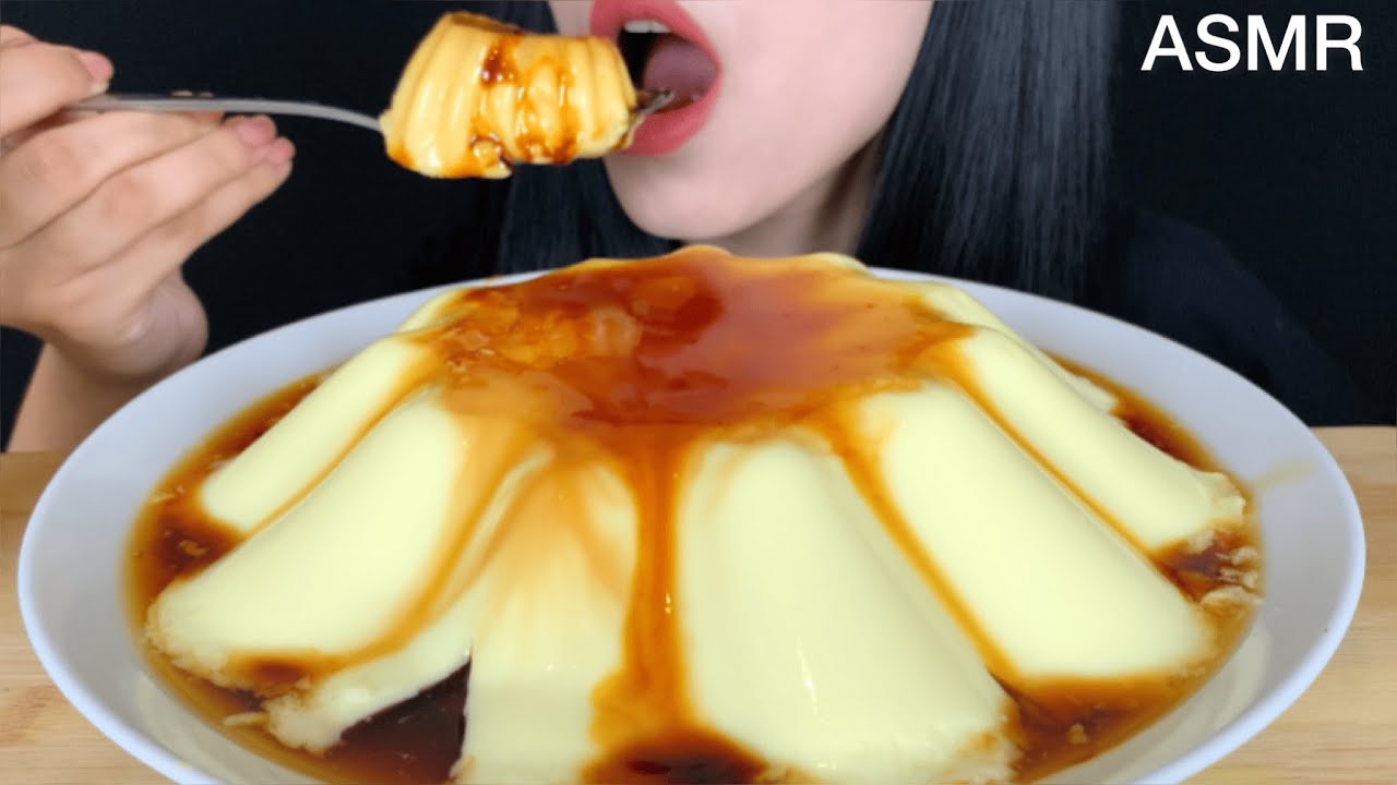 Asmr Giant Caramel Pudding Mukbang Eating Sounds Youtube