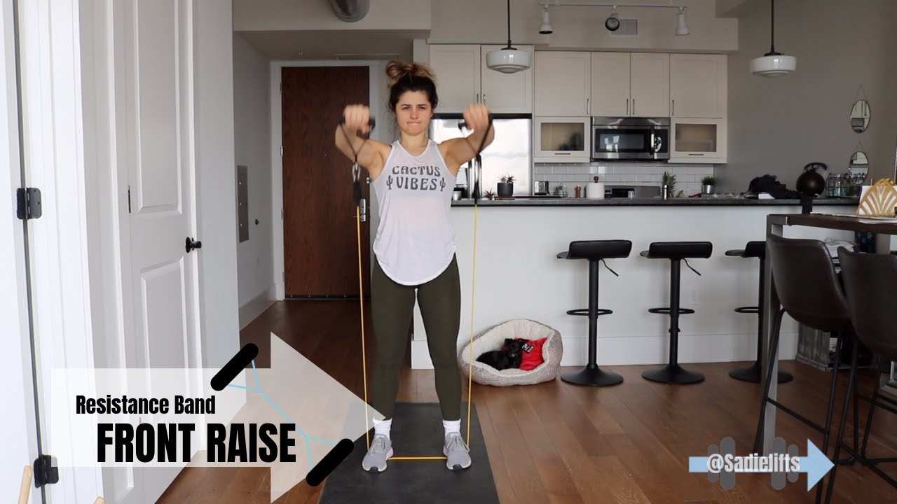 Performing a Front Raise using a Resistance Band - YouTube