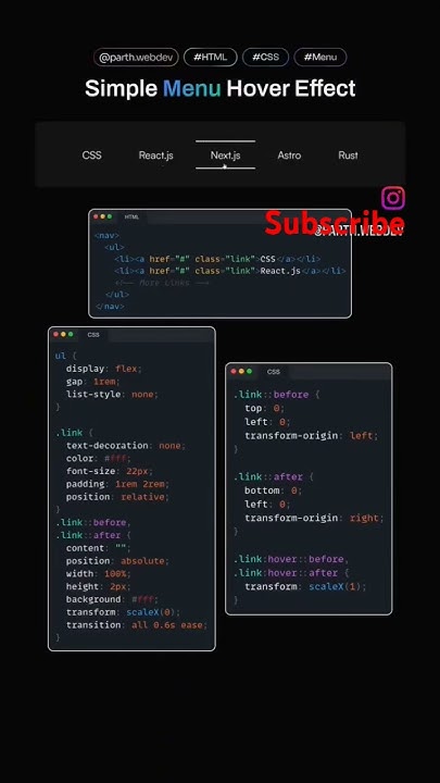 Simple Menu Hover Effect Html Css Viralvideo Coding Webdesign Viral Python Html Csshtml