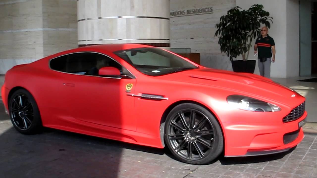 Matte Red Aston Martin DBS awesome start up sound! - YouTube