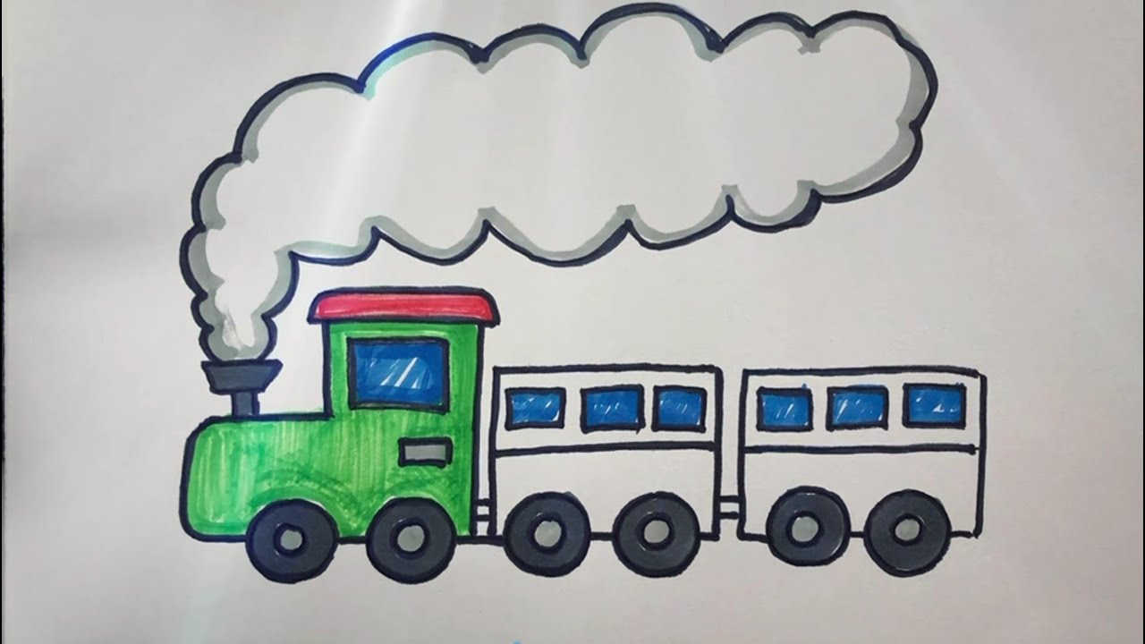 How to Draw a Train – Easy Step-by-Step Tutorial for Kids - YouTube