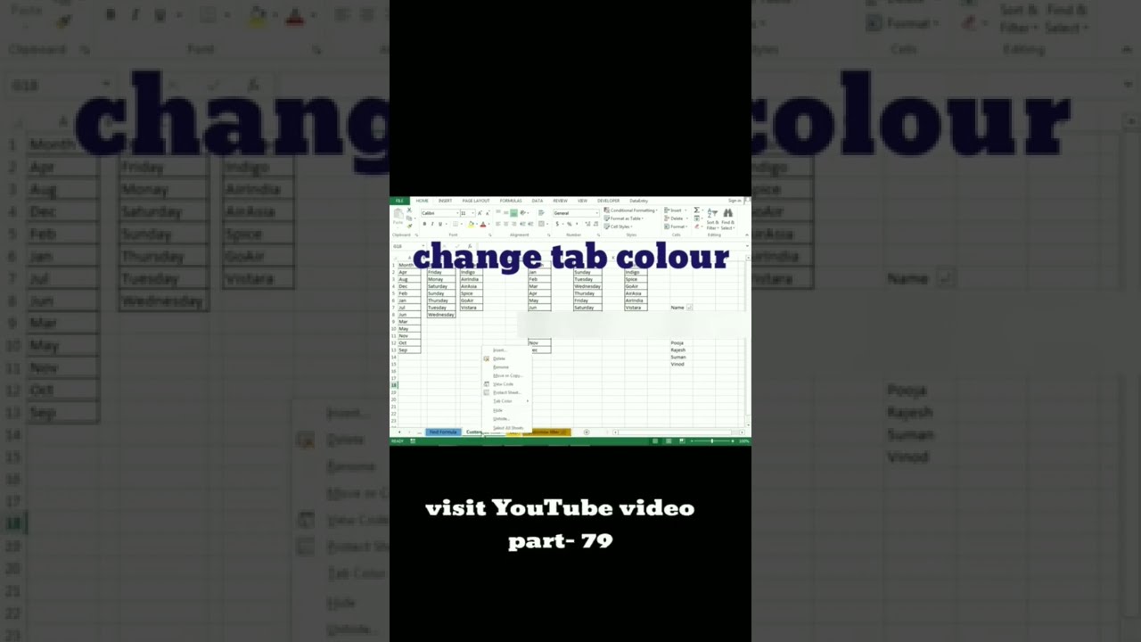 How To Change Tab Colour In Excel shorts YouTube How To Change Tab Colour In Excel shorts YouTube