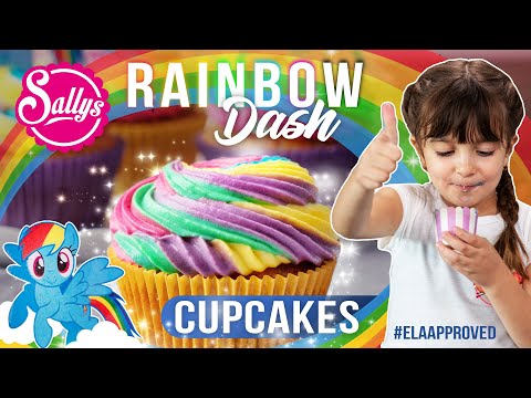 Rainbow Dash Cupcakes mit Ela / Regenbogen Muffins für Kinder / Sallys Welt