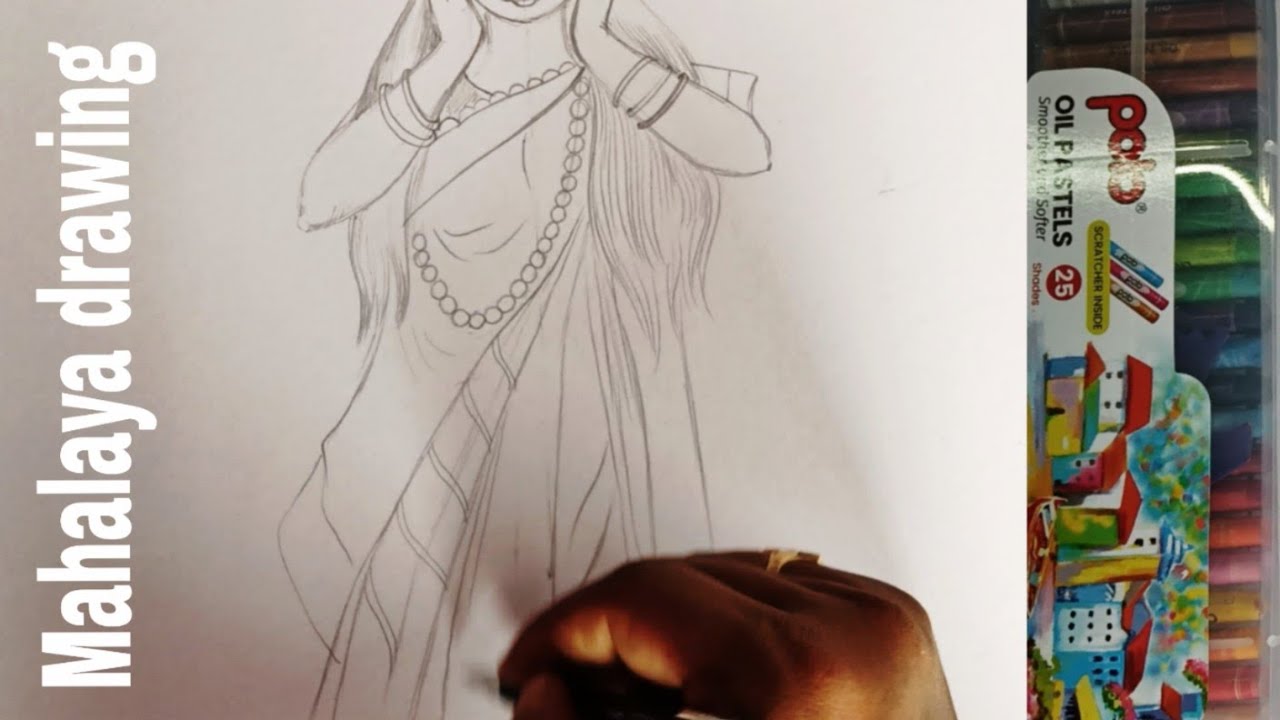 Mahalaya drawing oil pastel//Mahalaya drawing water colour//mahalaya ...