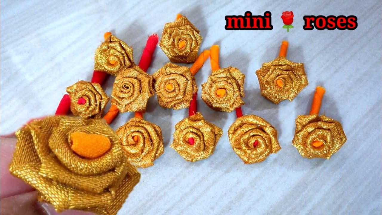 Mini roses making with cloth/Simple and easy fabric roses - YouTube