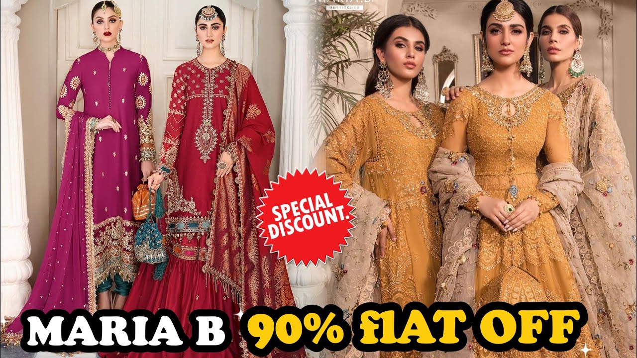 MARIA B FLATE 90% OFF | Maria B party wear collection - YouTube